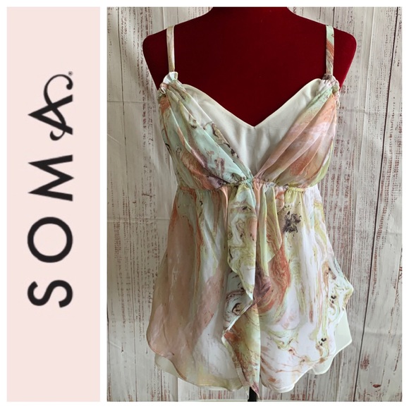Soma | Tops | Pastel Watercolor Flowy Layered Camisole Soma | Poshmark